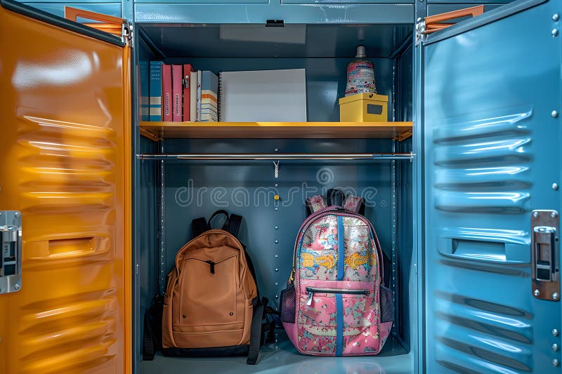 Inside of a Brightly Lit School Locker with an Open Door. the Locker ...