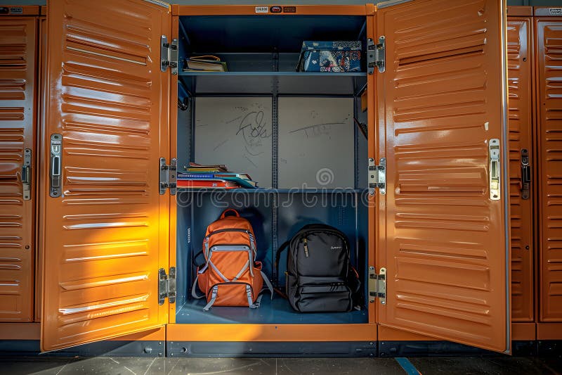 Inside of a Brightly Lit School Locker with an Open Door. the Locker ...