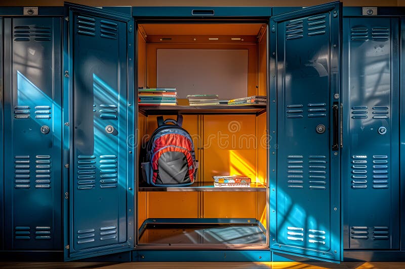 Inside of a Brightly Lit School Locker with an Open Door. the Locker ...