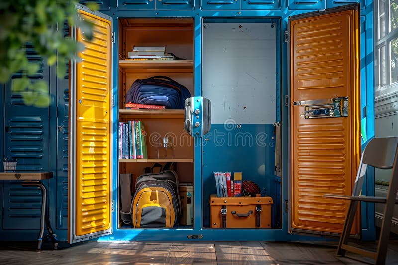 Inside of a Brightly Lit School Locker with an Open Door. the Locker ...