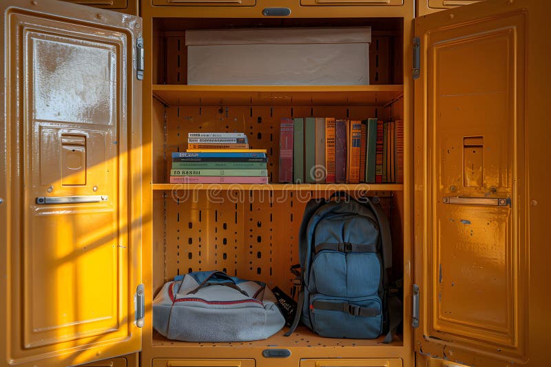 Inside of a Brightly Lit School Locker with an Open Door. the Locker ...