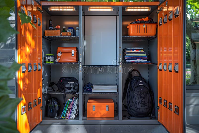 Inside of a Brightly Lit School Locker with an Open Door. the Locker ...