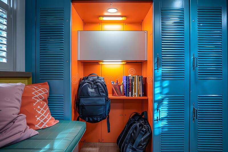 Inside of a Brightly Lit School Locker with an Open Door. the Locker ...