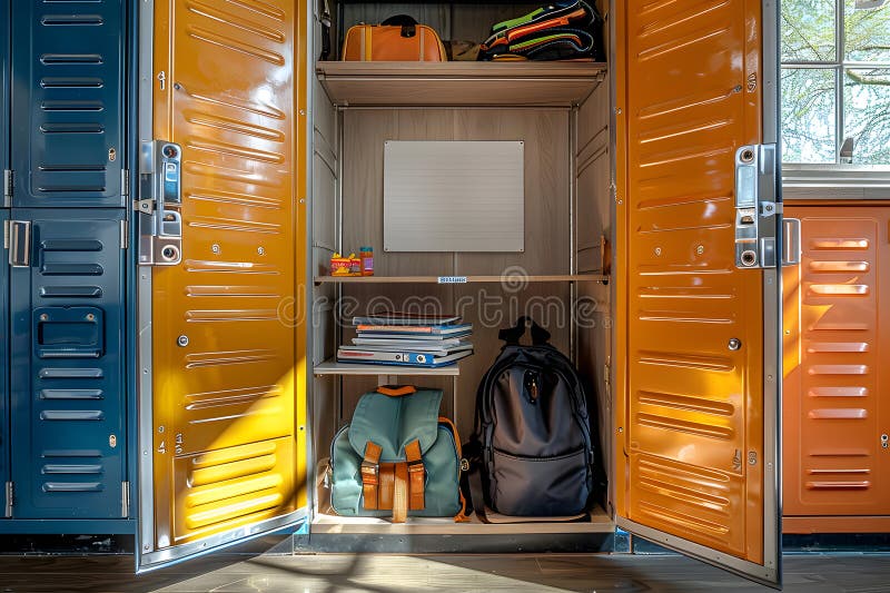Inside of a Brightly Lit School Locker with an Open Door. the Locker ...