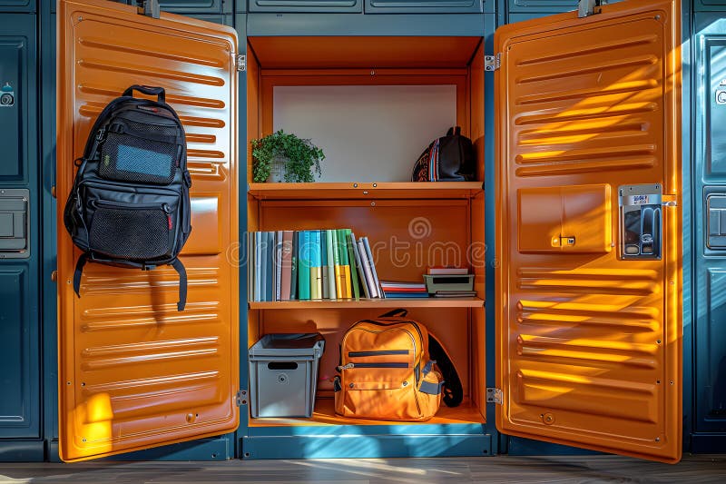 Inside of a Brightly Lit School Locker with an Open Door. the Locker ...