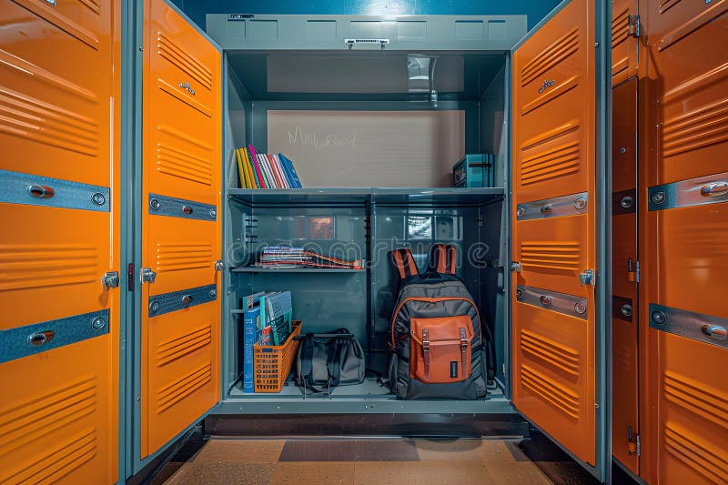 Inside of a Brightly Lit School Locker with an Open Door. the Locker ...