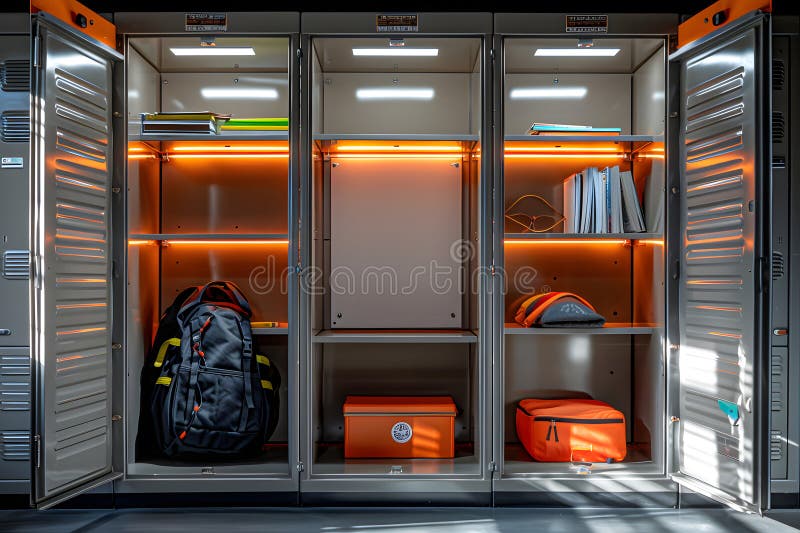 Inside of a Brightly Lit School Locker with an Open Door. the Locker ...