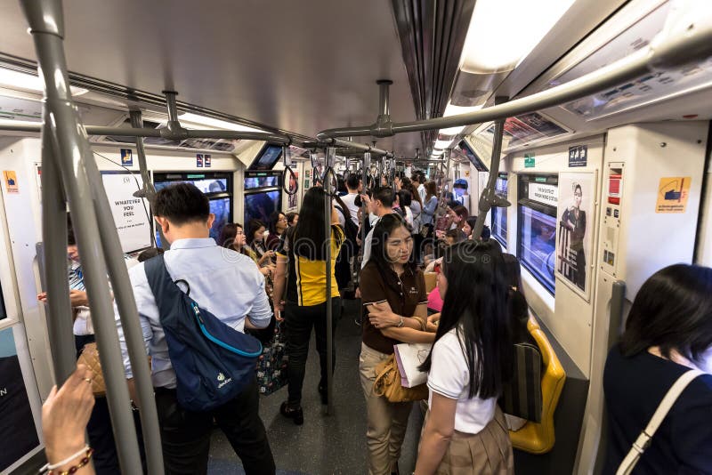 Inside BTS Public Train at Rush Hour in Bangkok Editorial Stock Photo ...