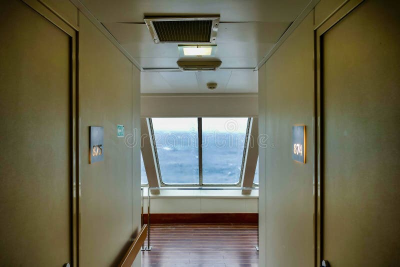 Inside of a Building with Doors and Tilted Windows Stock Image - Image ...