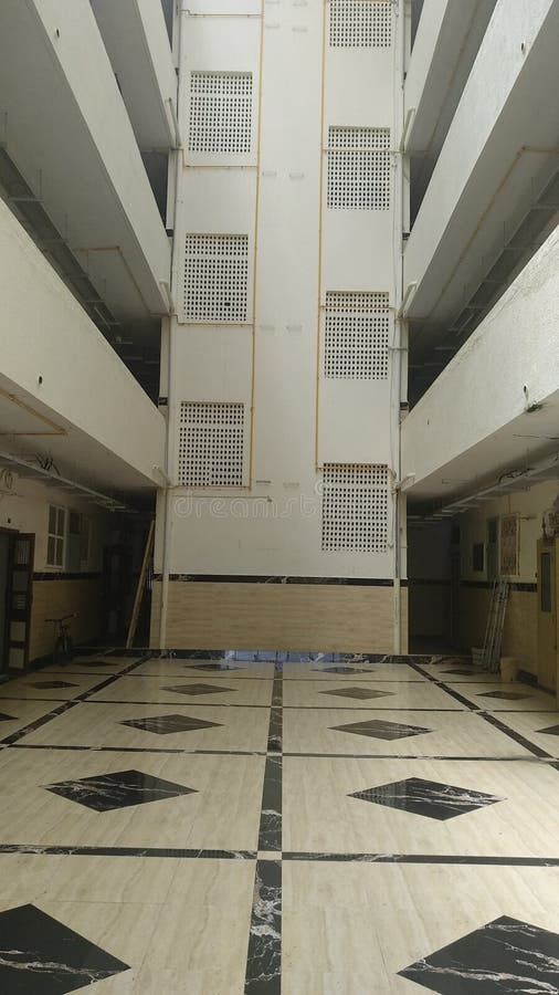 Inside Building Symetry Angle Corridor Stock Image - Image of corridor ...