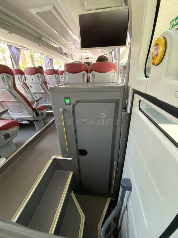 Inside the Bus in Doha, Qatar, There is a Comfortable Bathroom for ...