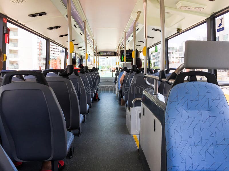 Inside the bus stock image. Image of decker, modern - 255136665