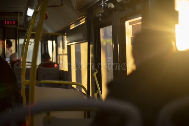 Inside Bus is Light of Sun. People in Transport Stock Photo - Image of ...