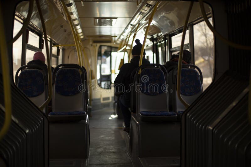 Inside Bus. People Go in Transport Stock Photo - Image of inside ...