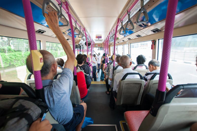 Inside bus view from back editorial stock image. Image of time - 68107549