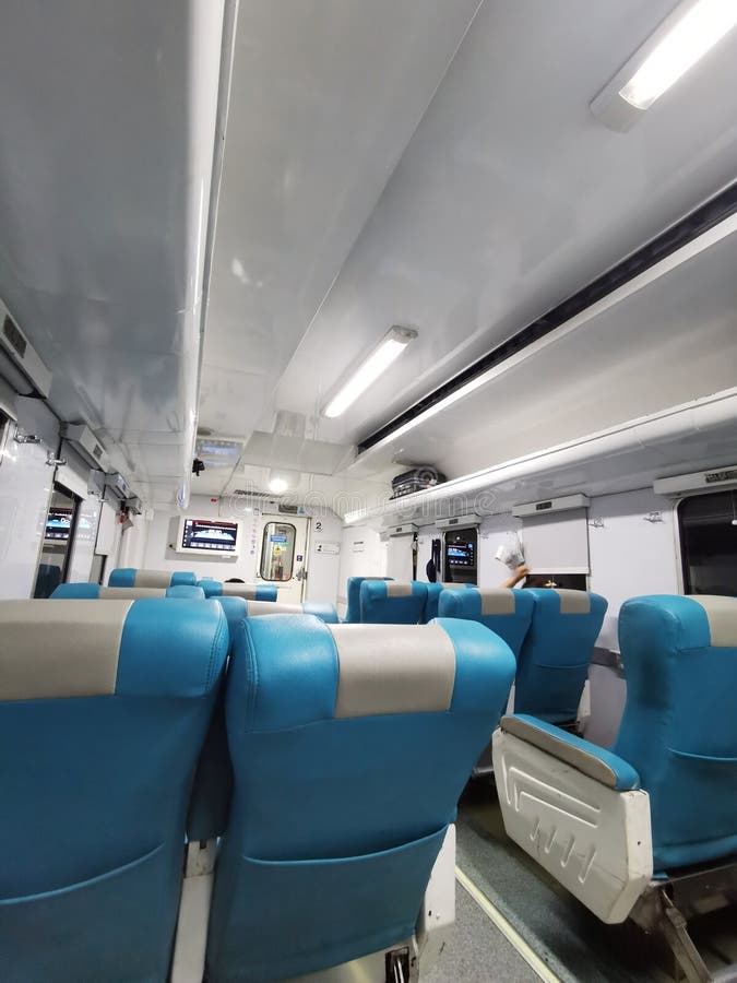 Inside of Business Train Class in Indonesia Stock Image - Image of blue ...