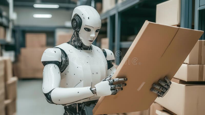 Robot Undertakes Quality Control in a Modern Factory Stock Photo ...
