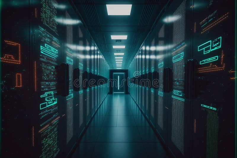 Ai Generative Inside a Busy Data Center a Glimpse of Racks and ...