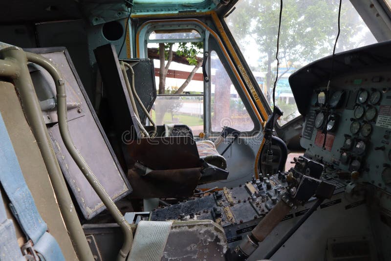 Inside the Cabin of an Old Helicopter that is No Longer in Use, the ...