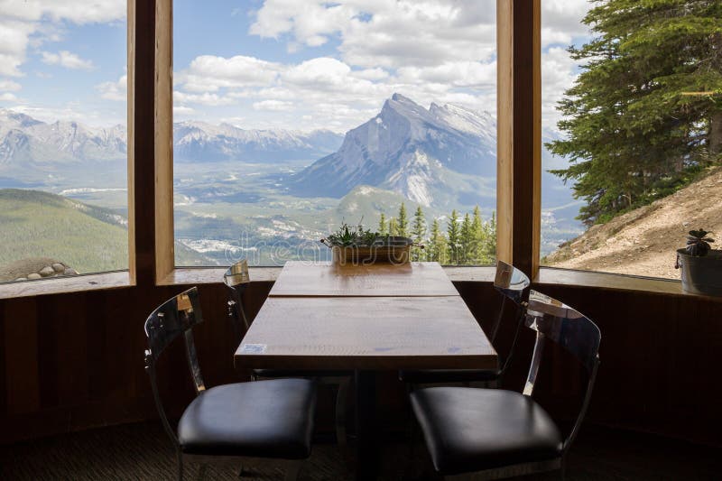 Inside Cafe with a Great View of the Mountains Outside. Tourism in the ...