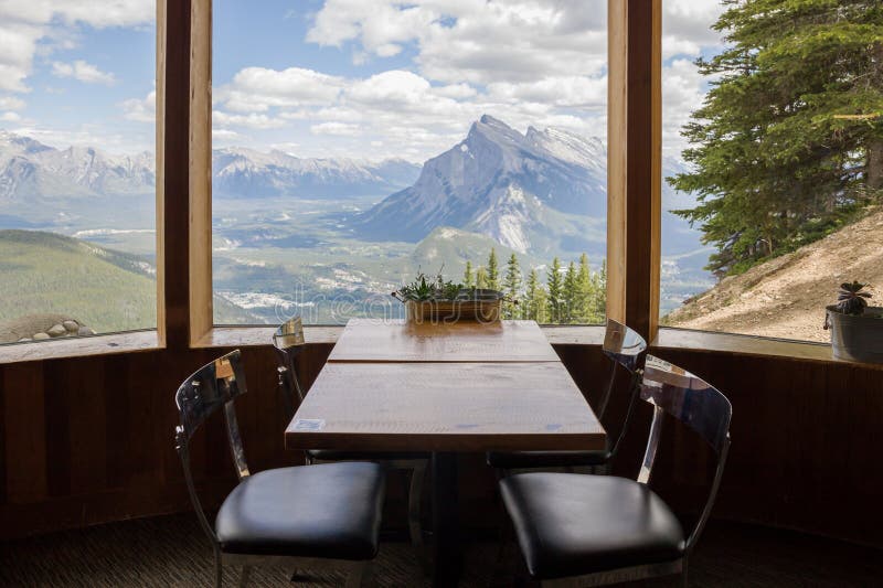 Inside Cafe with a Great View of the Mountains Outside. Tourism in the ...