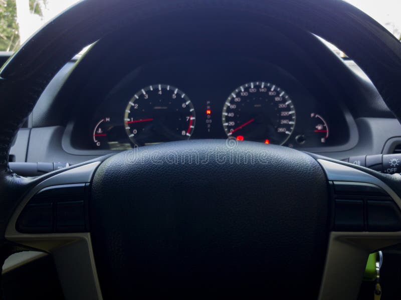 Inside Car Control Wheel Steering, Selective Focus Stock Photo - Image ...
