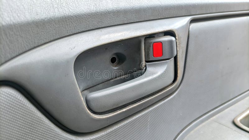 Inside Car Door Handle and Inner Door Lock. Stock Photo - Image of ...