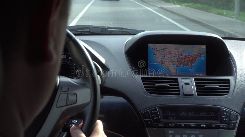 Inside a Car. a GPS Module is on Stock Photo - Image of speed, city ...