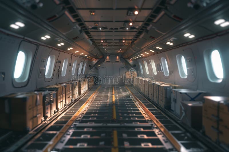 Inside the Cargo Bay of the Aircraft Stock Image - Image of cargo ...