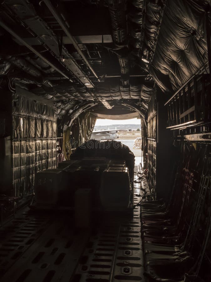 Inside the cargo plane stock image. Image of interior - 66343623