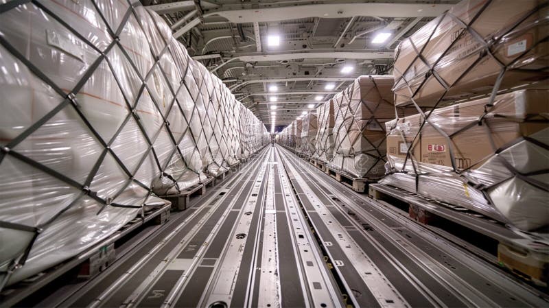 Inside Cargo Plane S Freight Hold Stock Illustration - Illustration of ...