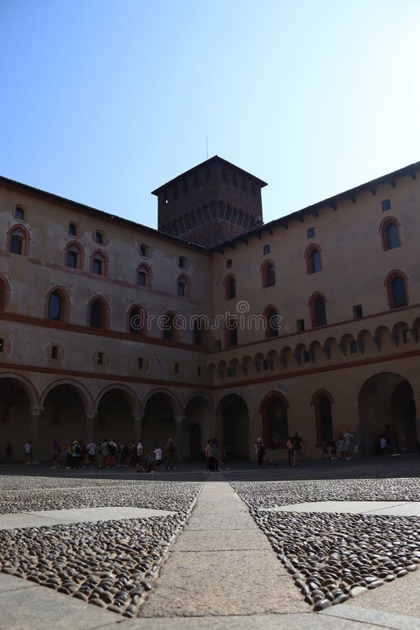 Inside Castello Sforzesco or Sforza Castle, Milan, Italy. Stock Photo ...