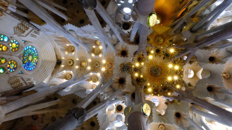 The Inside of a Cathedral with Stained Glass Windows and Gold ...