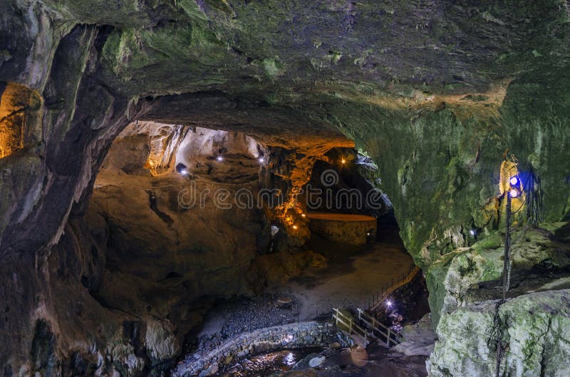 Inside the cave stock image. Image of moss, lights, rock - 37376247