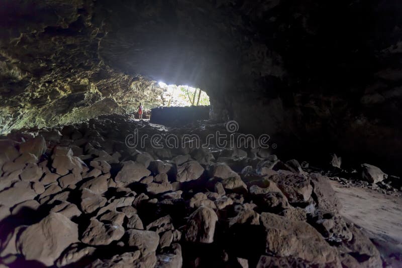 Inside a Cave in Easter Island Stock Image - Image of dark, pascua ...