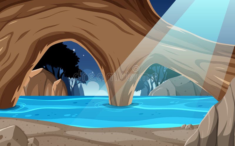 Inside Cave Landscape in Cartoon Style Stock Vector - Illustration of ...