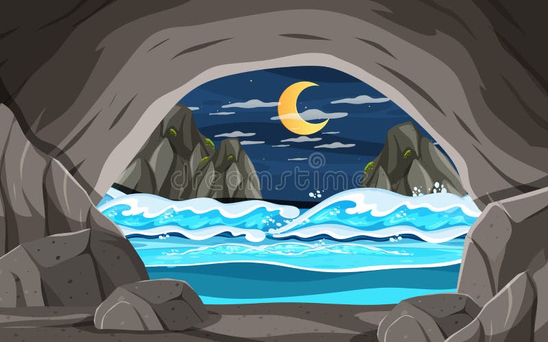 Inside Cave Landscape in Cartoon Style Stock Vector - Illustration of ...