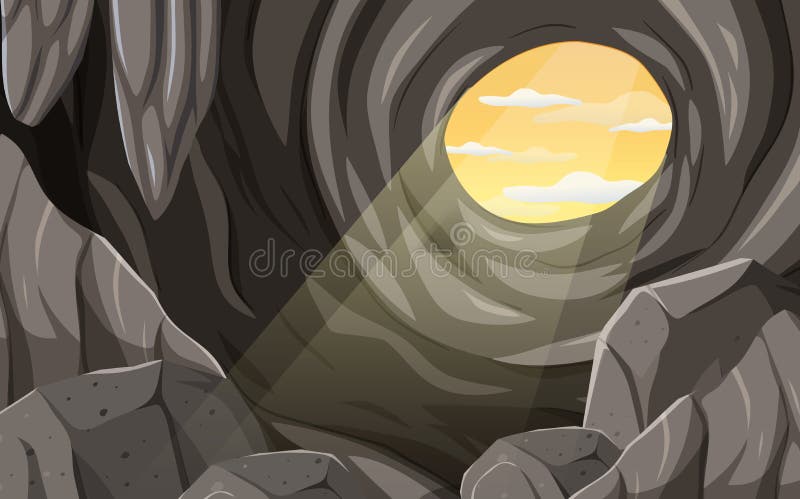 Inside Cave Landscape in Cartoon Style Stock Vector - Illustration of ...