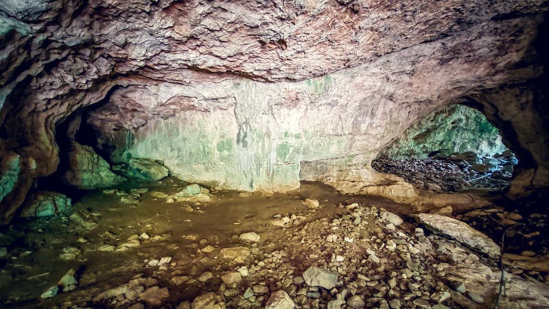 Inside of a Cave in the Mountain. Stock Photo - Image of interior ...