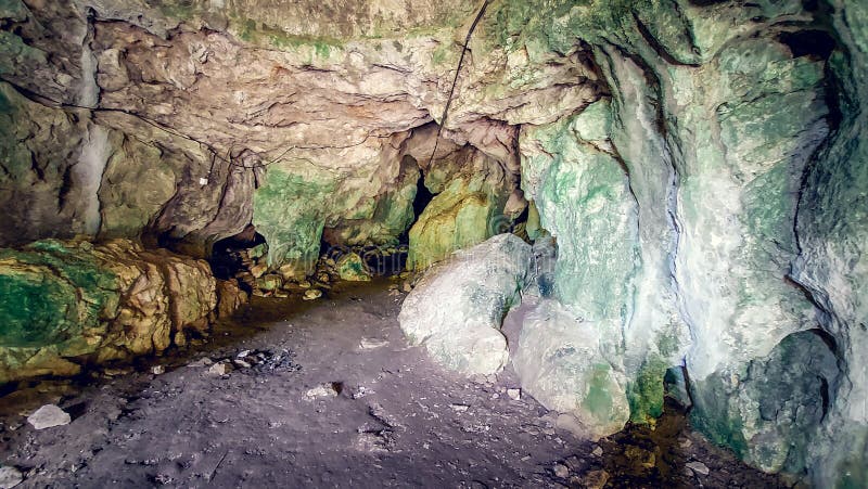 Inside of a Cave in the Mountain. Stock Photo - Image of geological ...