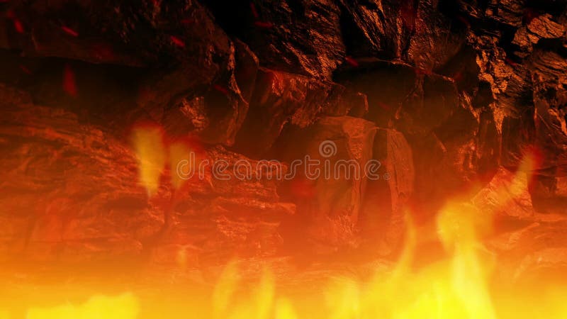 Inside Cave or Volcano with Fire Raging Stock Footage - Video of mount ...