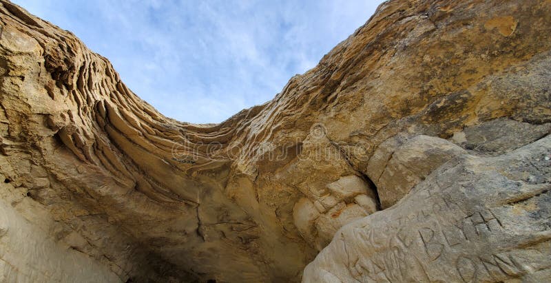 Inside a Cavernous Entrance on the Side of the Cliffs Looking Up Stock ...