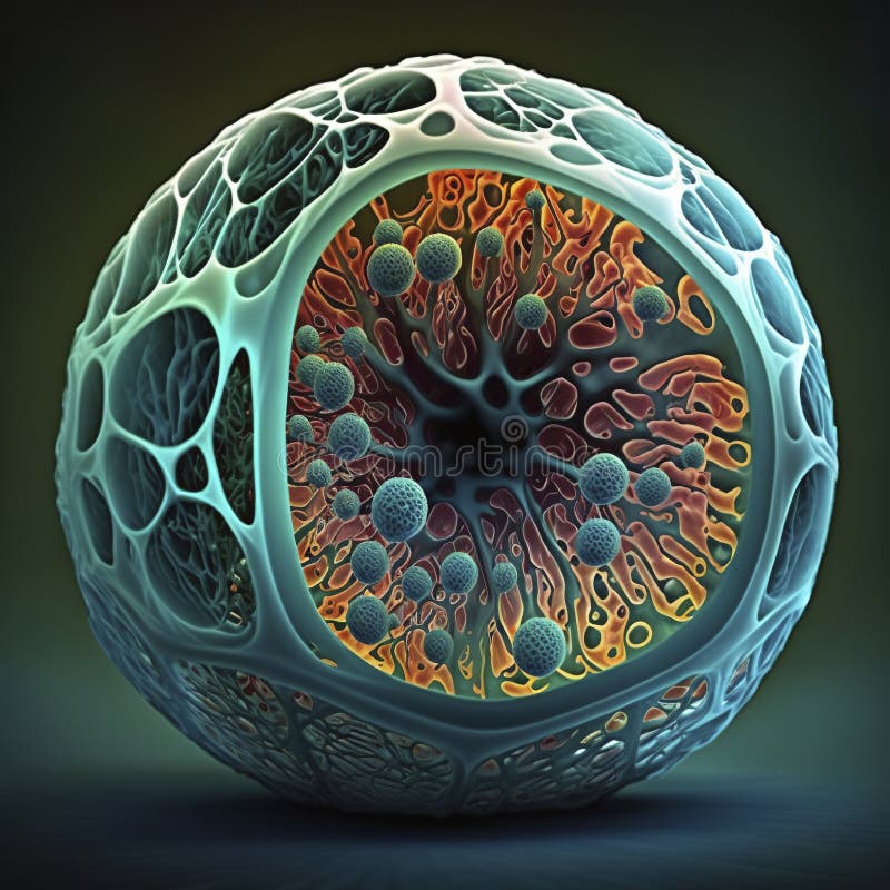 Cell Inside. Generative AI stock illustration. Illustration of ...