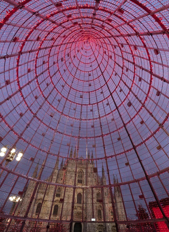 Inside Christmas Tree in Milan Duomo Square Stock Photo - Image of ...