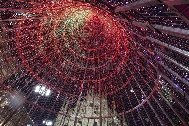 Inside Christmas Tree in Milan Duomo Square Stock Photo - Image of ...