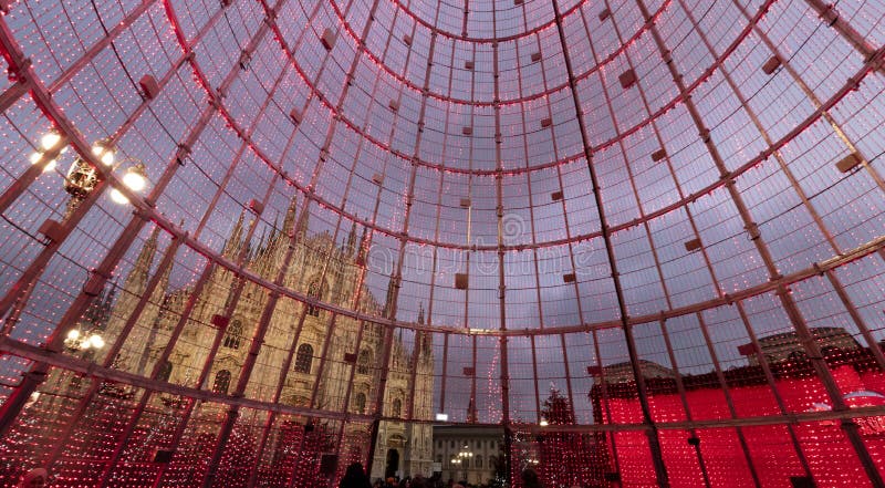 Inside Christmas Tree in Milan Duomo Square Stock Photo - Image of ...