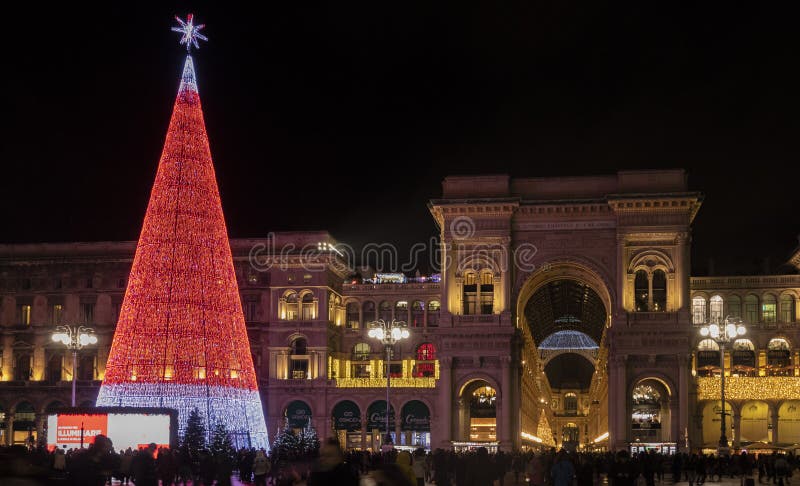 Inside Christmas Tree in Milan Duomo Square Editorial Photo - Image of ...