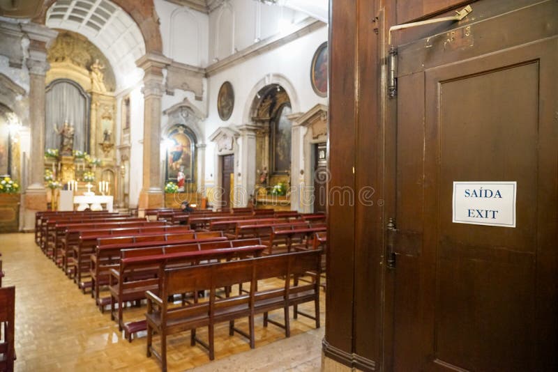 Inside the Church of Our Lady of Victory Highlighting the Exit Door ...
