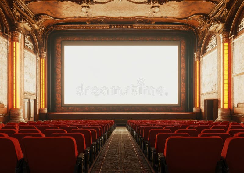 The Inside of a Cinema with Vacant Seats in Front of the Screen. Stock ...