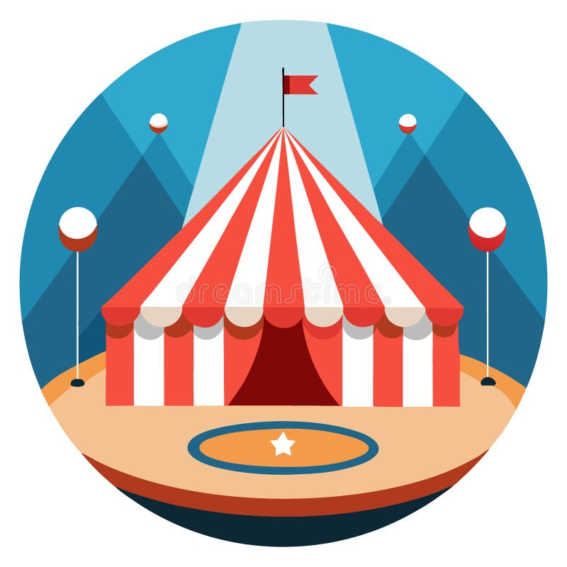 The Inside of a Circus Tent with Seats in a Circle. Spotlights Shining ...